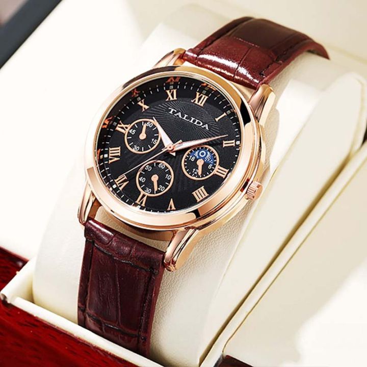 Men Waterproof Watch With 3 Dials Luxury Style Versatile Quartz Watches ...