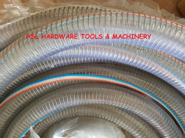 1 METER WIRED SPRING HOSE CLEAR PVC TUBE PIPE EMBEDDED WIRE ...