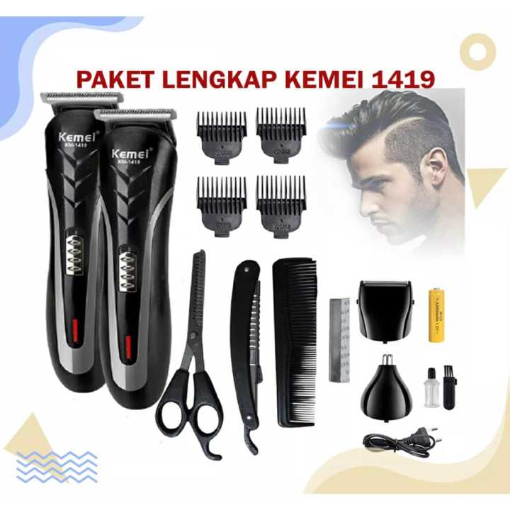 Alat Cukur Rambut, Kumis dan Jenggot Elektrik 3 in 1 Kemei KM 1419 - LapakMerdeka | Lazada Indonesia