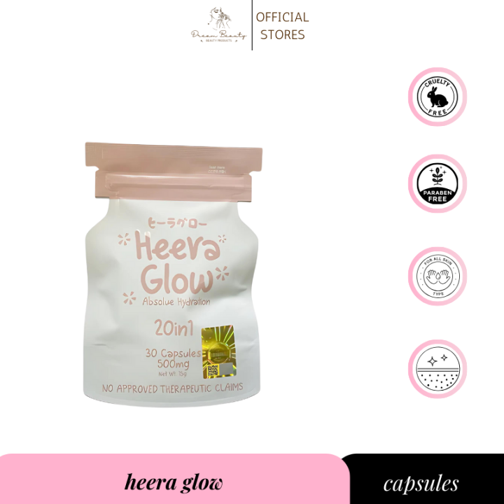 HEERA GLOW Absolue Hydration Collagen Glutathione Capsules 20in1 30 ...