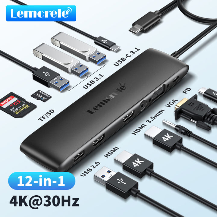 Lemorele TC97 USB C Docking Station 12 in 1 Triple Display USB C Hub ...