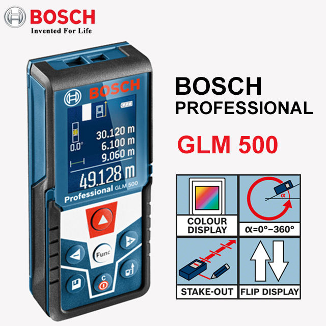 เครื่องวัดเลเซอร์ Bosch ของแท้ GLM 500เลเซอร์แบบมืออาชีพเครื่องวัดเมตร ...