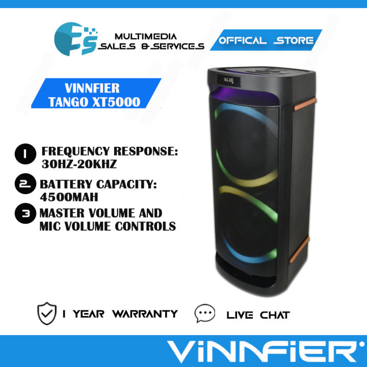Vinnfier VF TANGO XT5000 WMU 900W Bluetooth Potable HI-FI Loud PartyBox Karaoke Speaker FM Radio ...