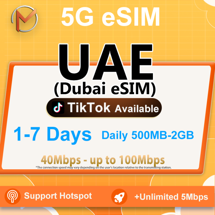 (UAE)Dubai eSIM 1-7Days High Speed Unlimited Data | United Arab ...