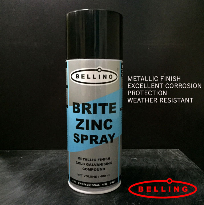 BELLING BRITE ZINC SPRAY (METALLIC FINISH COLD GALVANISING ANTI-RUST ...