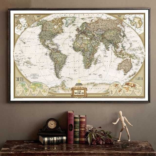 DEKORASI HIASAN DINDING POSTER PETA DUNIA LARGE VINTAGE WORLD MAP ...