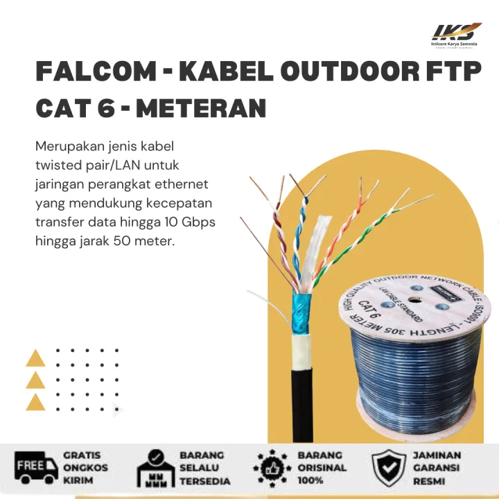 FALCOM Kabel FTP CAT 6 Outdoor Double Jacket -- meteran | Lazada Indonesia