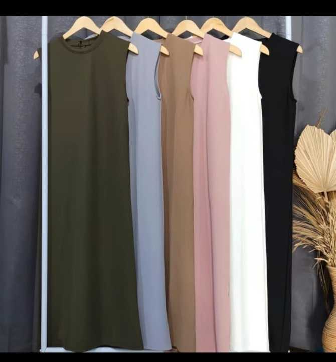 INNER DRESS PANJANG TANPA LENGAN /DRESS HITAM/LONG DRESS KOREA STYLE ...