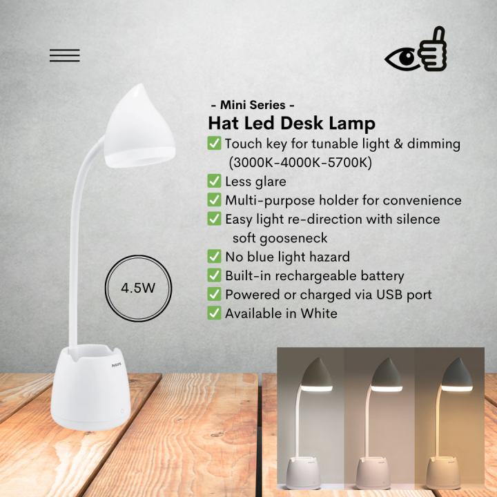 PHILIPS LED Mini Rechargeable Table Lamp for Study | Outdoor Camping ...