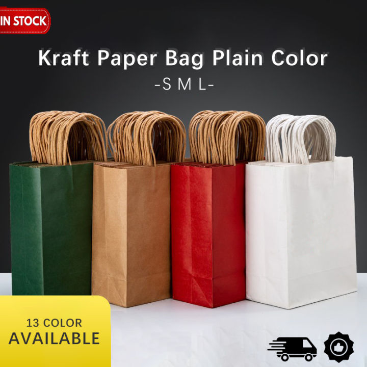 Kraft Paper Bag Gift Bag Colours with Handles Birthday Party Goodie Bag ...