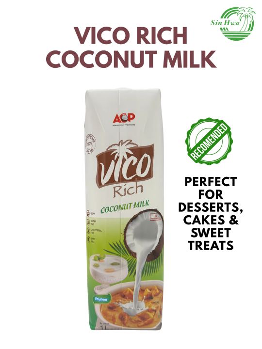 Vico UHT Coconut Milk 1L (Halal) - Creamy, Perfect for Desserts, Cakes ...