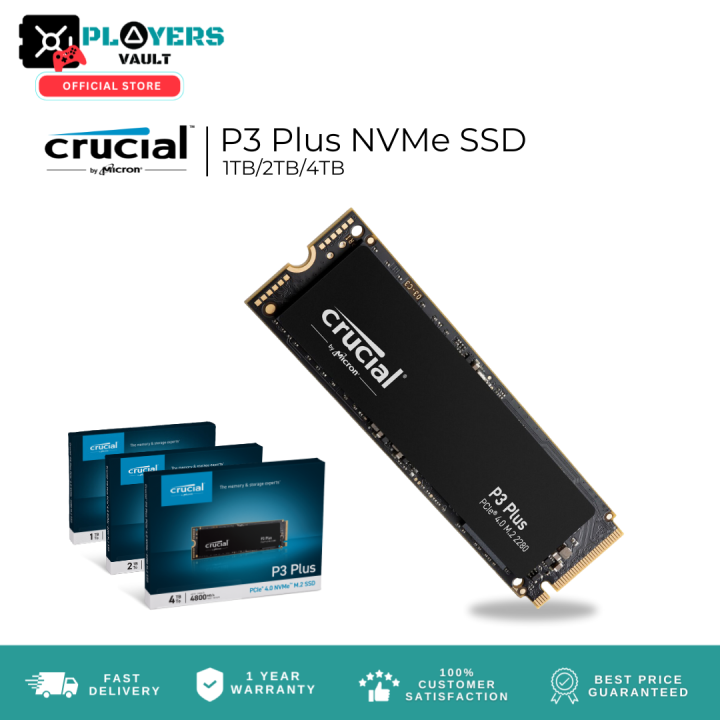 Crucial P3 Plus NVMe SSD 1TB/ 2TB/ 4TB memory for PC/ ROG ALLY X w ...