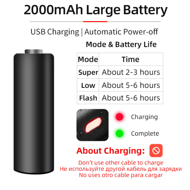 ROBROS Bike Light Front LED Flashlight 200-1000Lumens Bicycl | Lazada PH