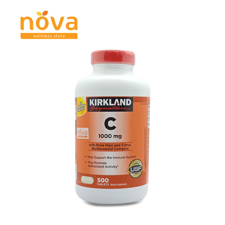 Kirkland Signature Vitamin C 1000 mg with Rose Hips and Citrus Bioflavonoid Complex 500 tablets ...