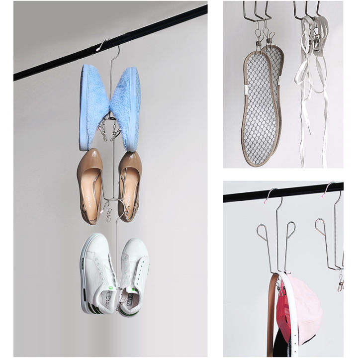 Stainless Steel Shoes Drying Hanger with 2 Clips Household ...
