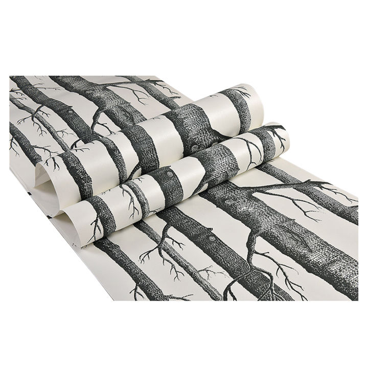 Realistic Tree Wallpaper Tree Pattern Wallpaper Black and White Birch ...
