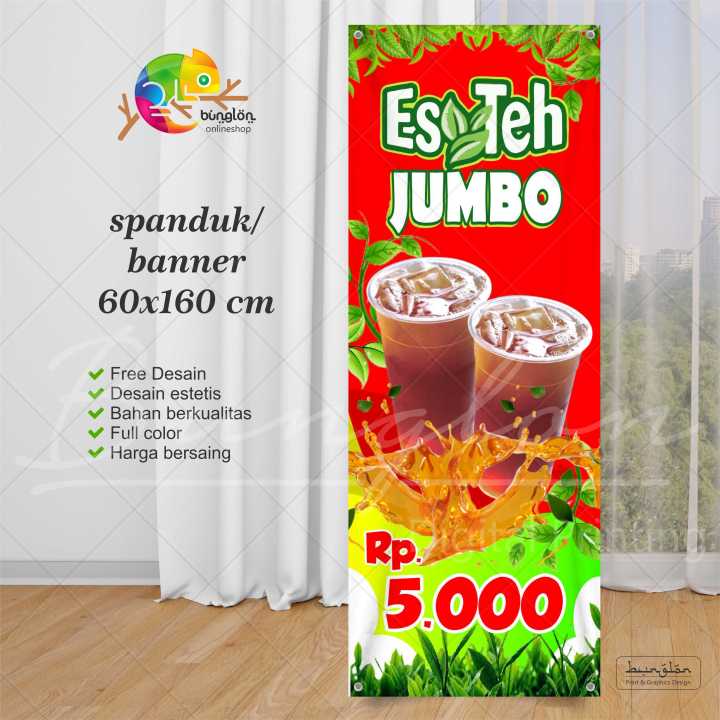 Spanduk Banner 60x160 Cm Es Teh Jumbo Model Merah | Lazada Indonesia