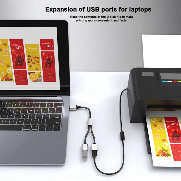 USB To USB 2.0 Triple USB Port HUB OTG Adapter Cable Data Charging ...