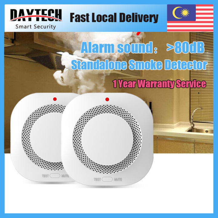 DAYTECH Smoke Detector Fire Alarm Come with a 9V Battery Photoelectric ...