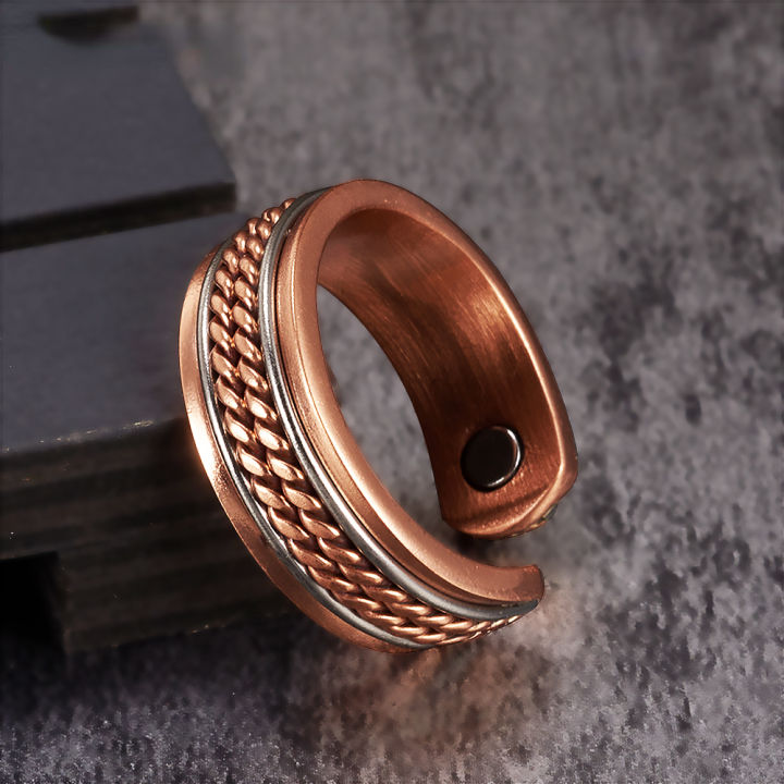 Pure Copper Magnetic Rings Women Men Twisted Health Energy Finger Open ...
