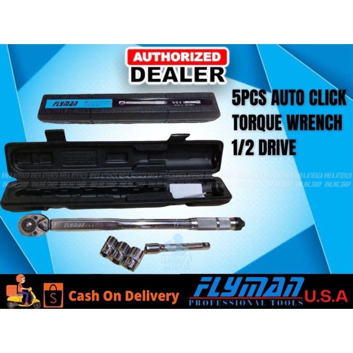 Flyman AutoClick Torque Wrench 1/2 Drive With Free 3Pcs Sockets And 5 ...