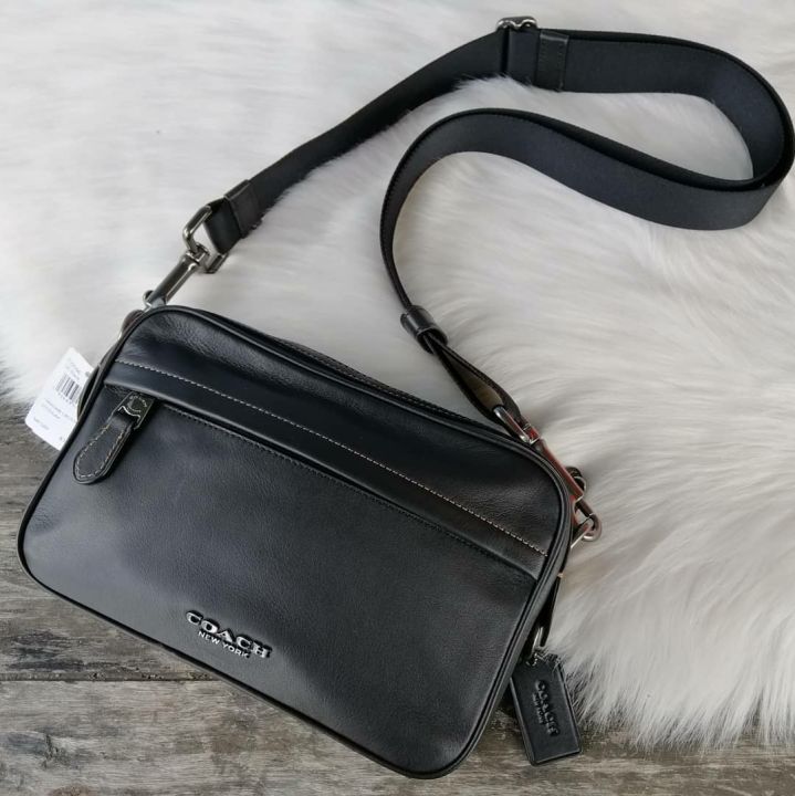 Coach F39946 Men's Graham Zip Crossbody in Black Natural Smooth Leather ...