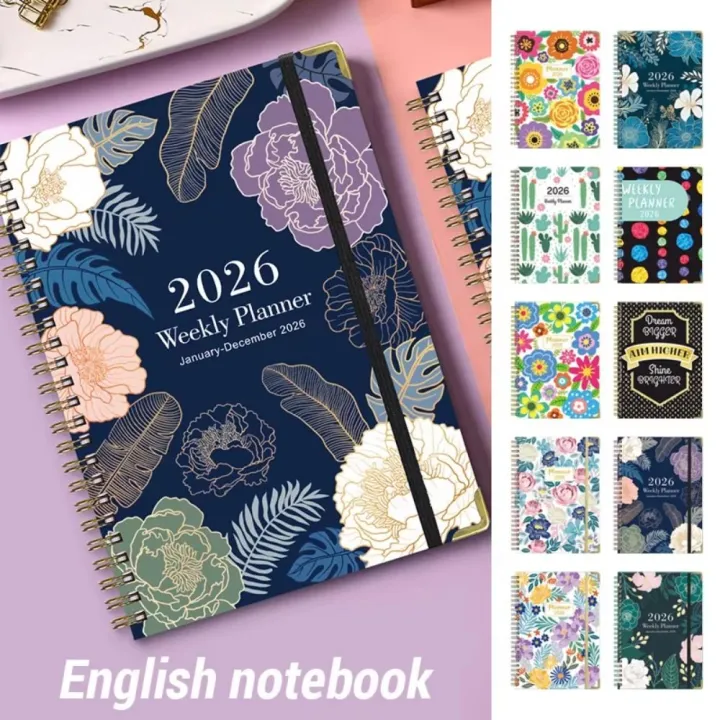 NUOR 2026 สมุดบันทึก ขนาด A5 365 วัน สมุดโน้ตแบบขด ฉบับปี 2026 แท็บราย ...