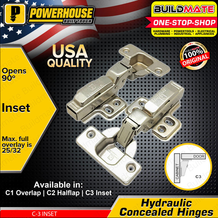 BUILDMATE Powerhouse Hydraulic Soft Close Concealed Hinges Over Lap | Half Lap | Inset SOLD BY ...