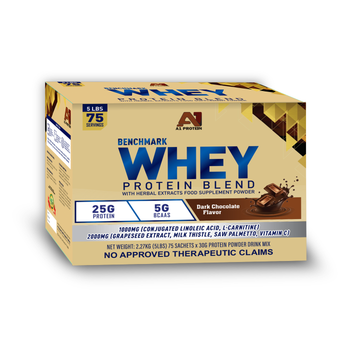 A1 Benchmark Whey Protein 10 sachet in Box 25g of Protein Per Servings ...