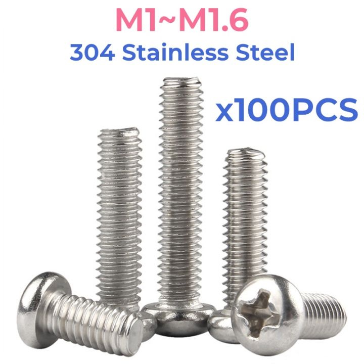 304 Stainless Steel Round Pan Head Phillips Machine Screw M1 M1.2 M1.4 ...