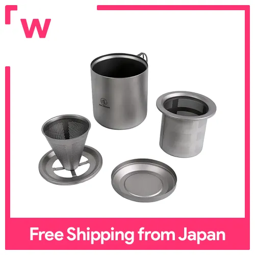A.S.F. OUTDOOR Titanium two-layer mug set -CHAHI- 500ml with lid ...
