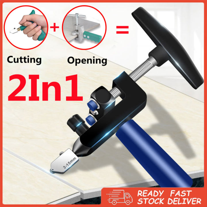 Ready Stock Manual Tile Mirrors Cutter Multi-Functional Glass Cutter Set Ceramic Tile Opener ...