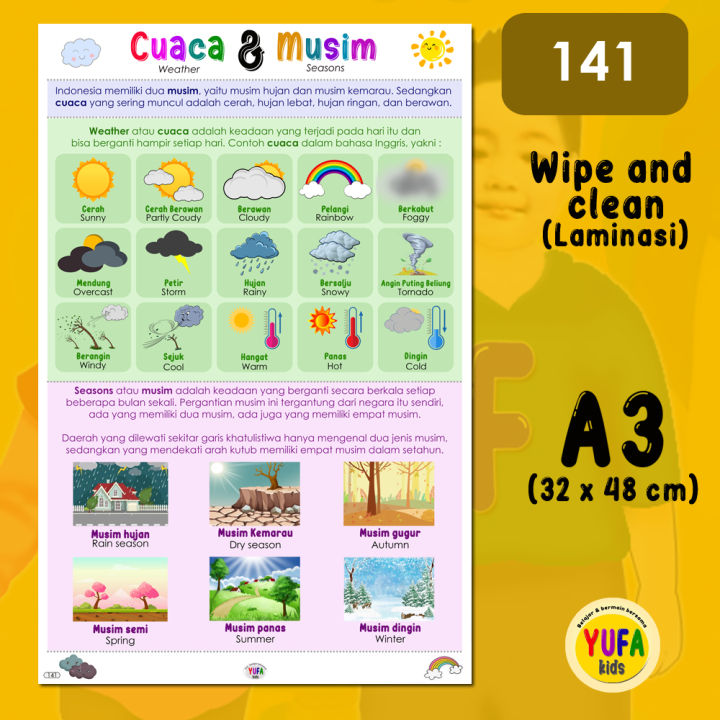 141 poster cuaca dan musim - poster wipe n clean - poster edukasi anak ...