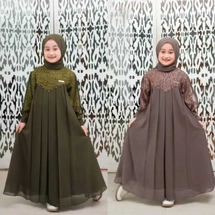 gamis anak inara kids syar'i set Khimar (free phasmina) UK ANAK S, M, L ...
