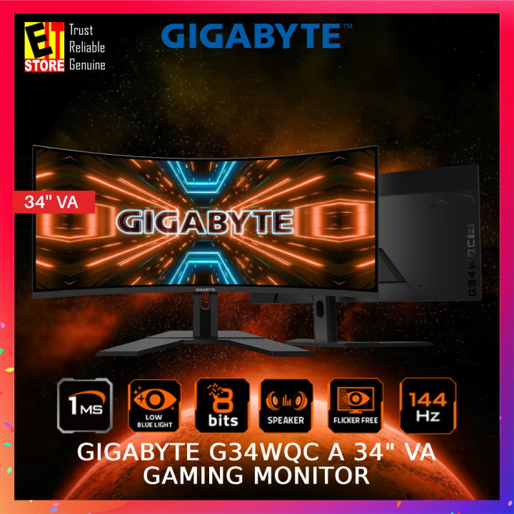 GIGABYTE G34WQC A-EK 34” WQHD (3‎440 x 1440) 144HZ CURVE 1MS VA PANEL ...