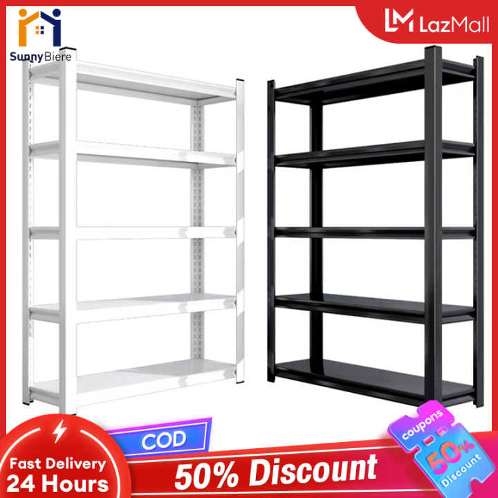 SUNNY 5/4Tier Metal Boltless Rack Adjustable Shelf Rak Besi Serbaguna ...