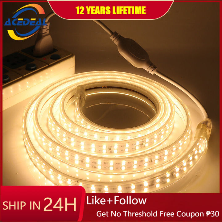 AceDeal 3/5/10/15/20 Meters w/ Plug LED Strip Double Row 2835 220V Flexible Led Light Strips ...
