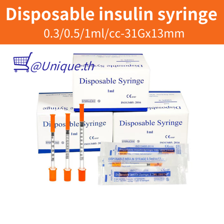 100pcs 1ml/cc 31G 13mm Orange insulin Syringe With Needle,Disposable ...
