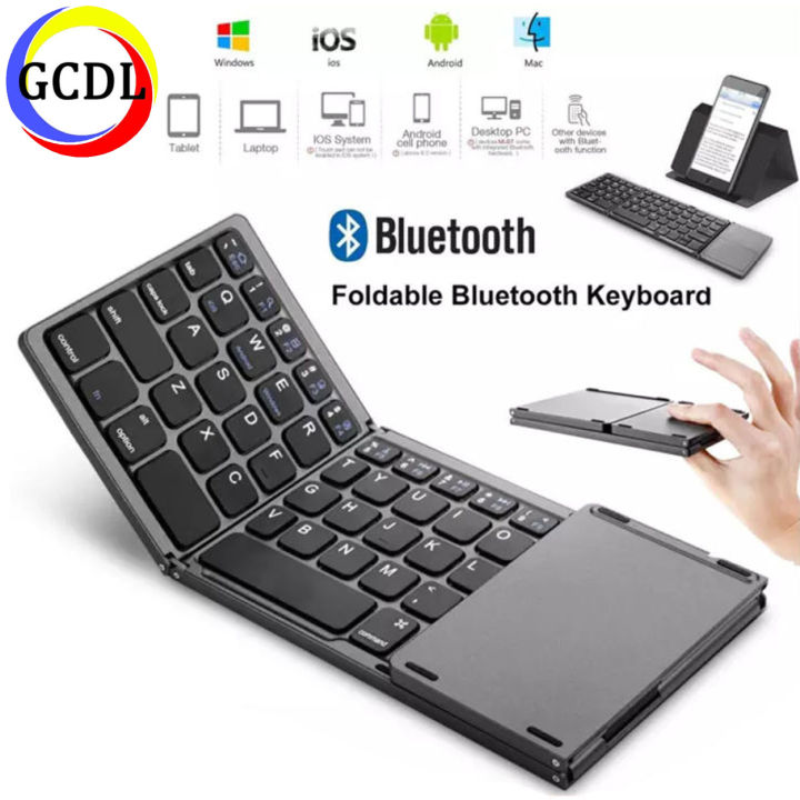 B033 Ultra Thin Light Mini Bluetooth Folding Keyboard Three Layers ...