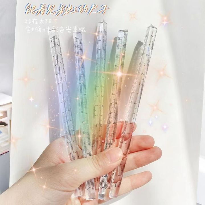 Triangular transparent rainbow triangular ruler, best friend, student ...