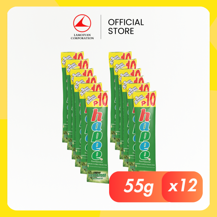 [Bundle of 12] Hapee Toothpaste Fresh Green Outburst 55g | Lazada PH