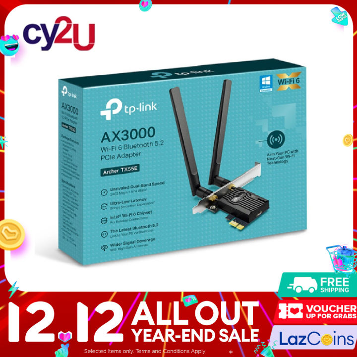 TP-Link Archer TX55E AX3000 WiFi 6 & Bluetooth 5.2 PCIe Wireless ...