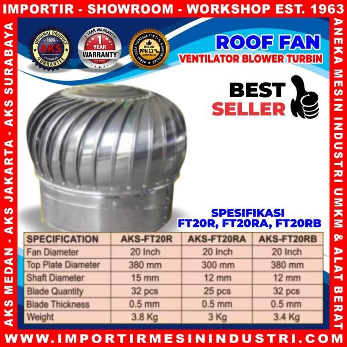 TURBINE VENTILATOR BLOWER ATAP RUMAH PABRIK 20 INCH ROOF FAN - FT20RB ...