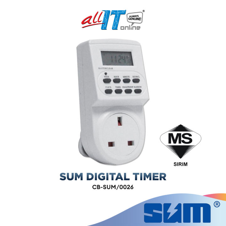 Sum Digital Programmable Timer 3 Pin Plug Socket Cb Sum 0026 Lazada