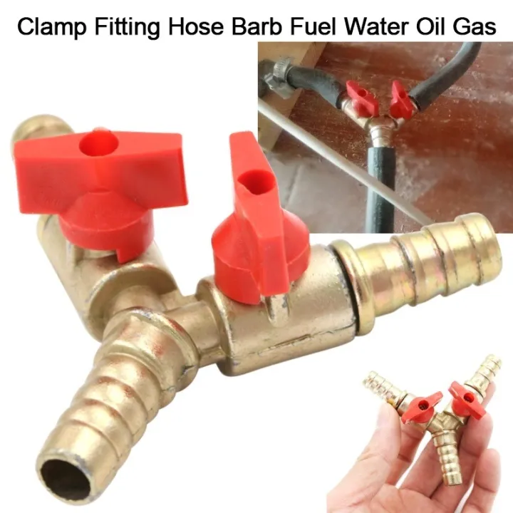 3 Way Tee Brass Y Shut off Ball Valve 3/8" 10mm Barb Fuel Gas Oil ...