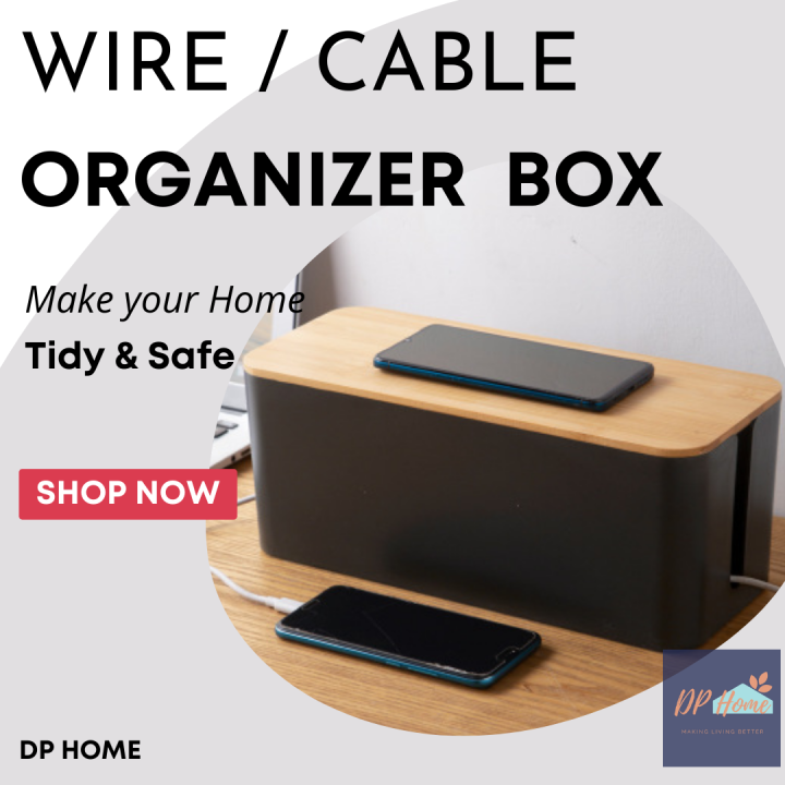 Wire Cable Power strip outlet cord extension Organizer Box with real ...