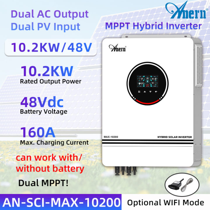 Anern 10.2KW solar inverter 48V 160A Hybrid off-grid inverter Pure sine ...