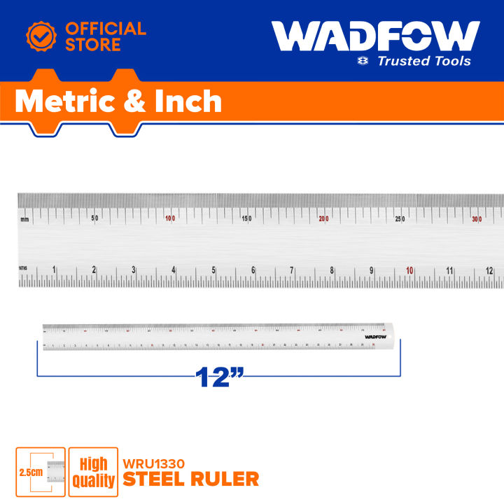 WADFOW Ruler Metric & Inch Stainless Steel for Carpentry Tool 300mm 12 ...