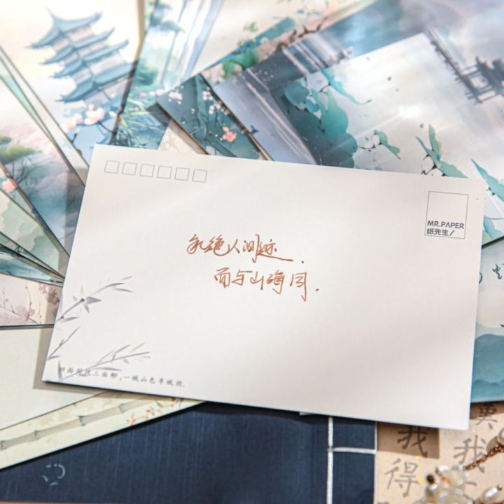 WENQI Writing Vintage Cards Scenery Mountain Sea Letter Postcards 30pcs ...
