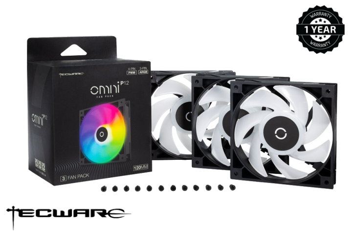 Tecware Omni P12 Black ARGB 120mm Fans (3 Fan Pack, With No controller ...